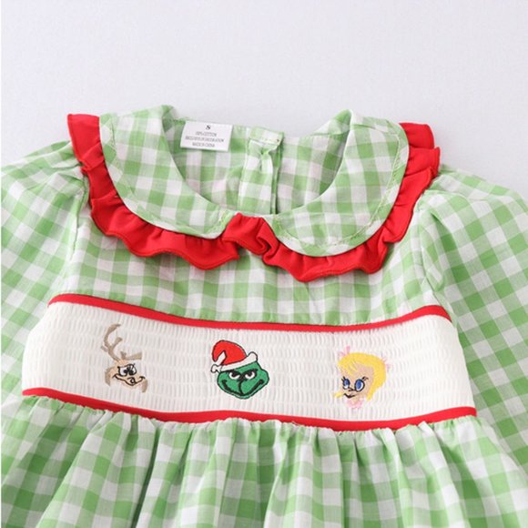 Matching Sets | Boutique Grinch Stole Christmas Girls Smocked Embroidered Tunic Outfit Set ...